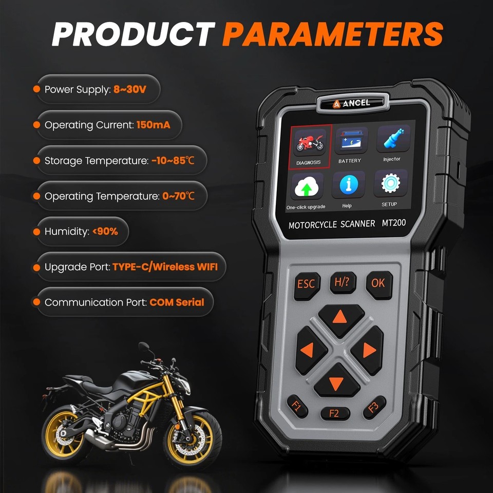ANCEL MT200 OBD2 Motorcycle Diagnostic Scanner Code Reader For BMW BRP ...
