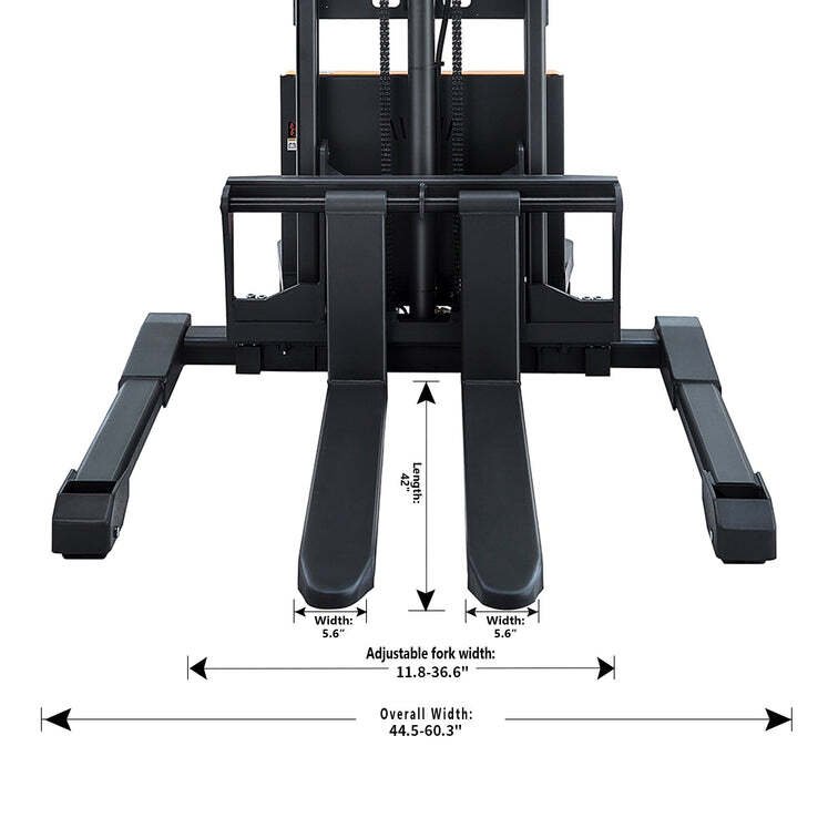 3300lbs 118" Semi Electric Stacker Straddle Legs Adj fork Forklift For ...