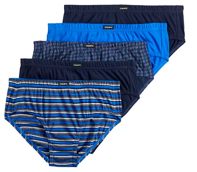 Men's Equipo 5-Pack Low Rise Briefs (Blue-Black) No Fly Premium Cotton ...