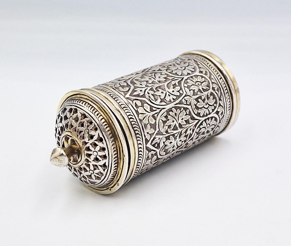 FINE INDIAN KASHMIRI SOLID SILVER PARCEL GILT PEPPER POT c1900 | eBay