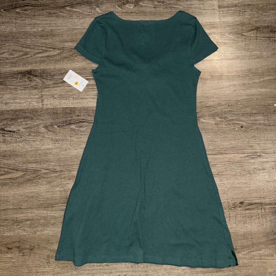 NWT So Medium Dress Green Ribbed Lightweight Cotton/Pyester Size M | eBay