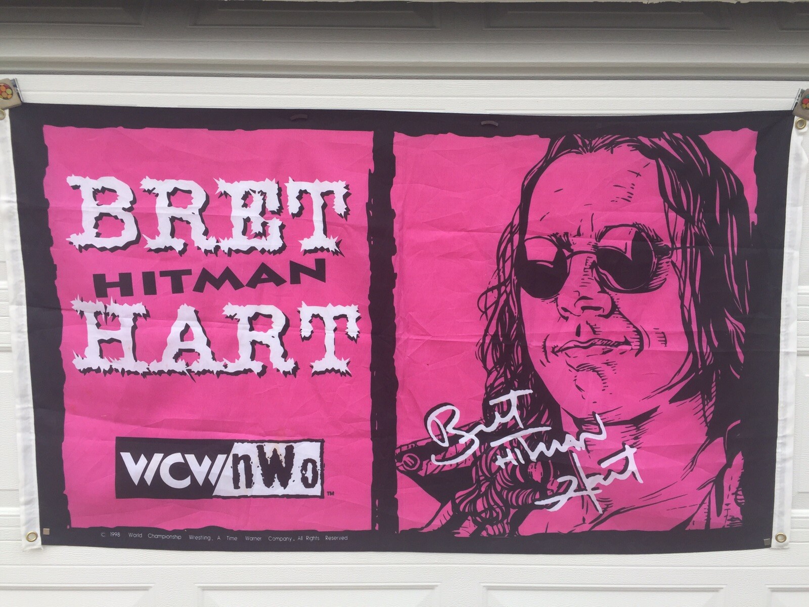 Vintage 1998 Bret The Hitman Hart Flag WCW WWE WWF NWO Wrestling ...