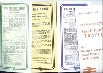 BR ticket leaflets Awayday Weekend Monthly returns GLC Travel Permits ...