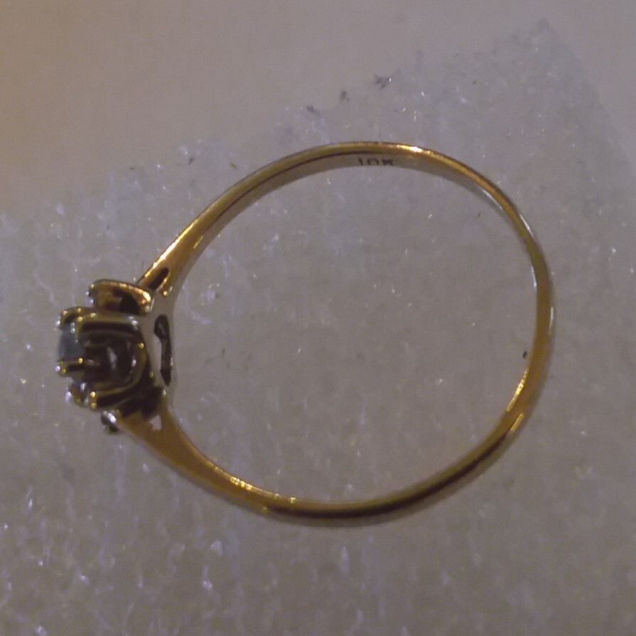 L@@K AMAZING Pawn Shop Closeout SMG Diamond Blue Stone 10k Gold Ring sz ...