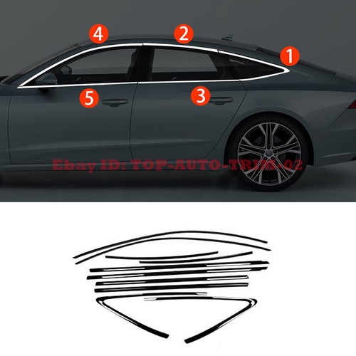For AUDI A7 S7 RS7 2019-2022 Gloss Black Exterior Car Window Molding ...