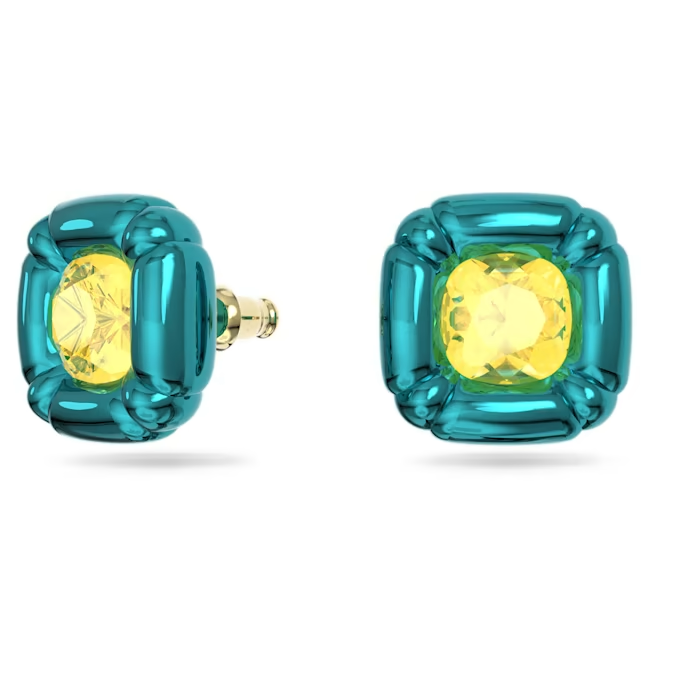 100 Authentic Swarovski Blue Bold Yellow Dulcis Stud Earrings 5601588 ...
