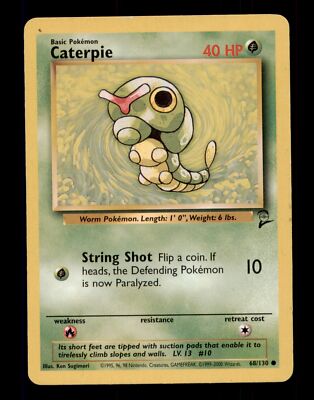 4X Pokemon Card WOTC Caterpie (Base Set 2) 68/140 PLAYED Non-Holo ...