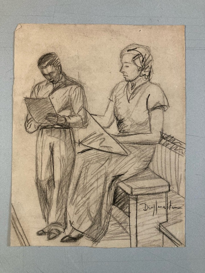 Drawing Art 1930 Workshop Antique Charcoal Course Man Jean Dreyfus ...