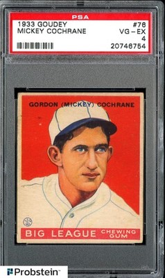 1933 Goudey #76 Mickey Cochrane Philadelphia Athletics HOF PSA 4 VG-EX ...