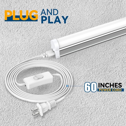 6 PACK LED SHOP LIGHT 2FT LINKABLE UTILITY T5 LIGHT FIXTURE SUPER ...