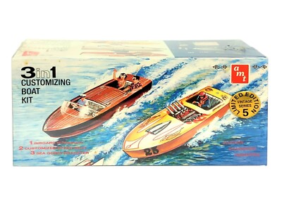 AMT 8125 1/25 Scale 3 in 1 Customizing Boat Kit w/ Trailer Plastic ...