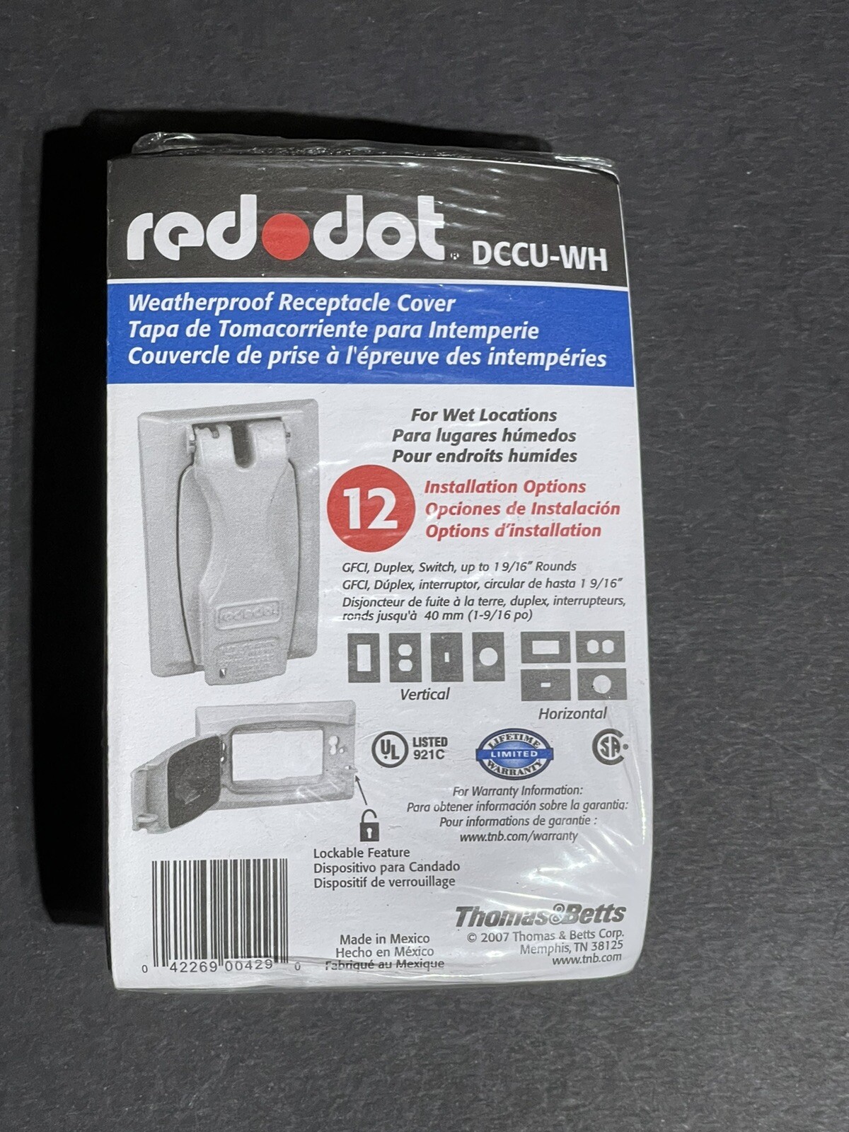 Thomas & Betts Red Dot DCCU Weatherproof Metal Receptacle Cover 1-Gang ...