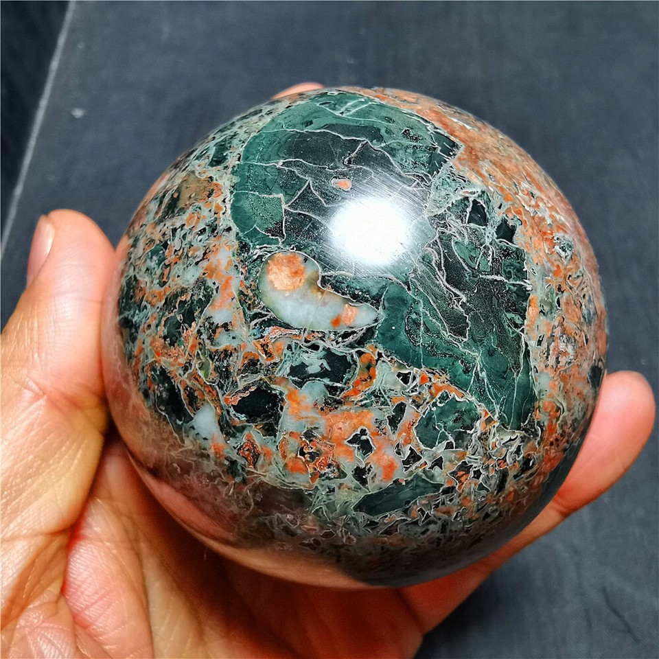 532.9G Natural Polished Cuiyu Chicken Blood agate Crystal BALL Madagascar 6538+ | eBay