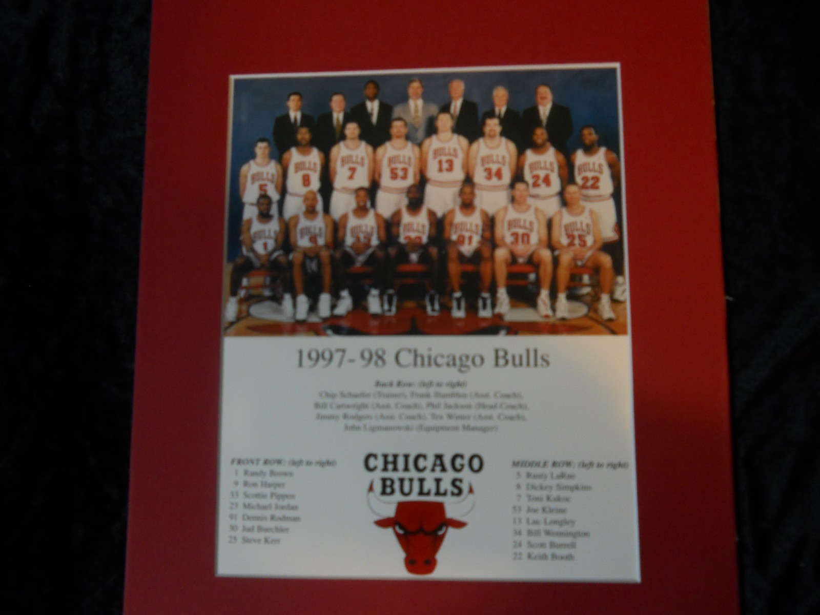 1997-98 Chicago Bulls Color Team Matted Photo NBA World Champion ...