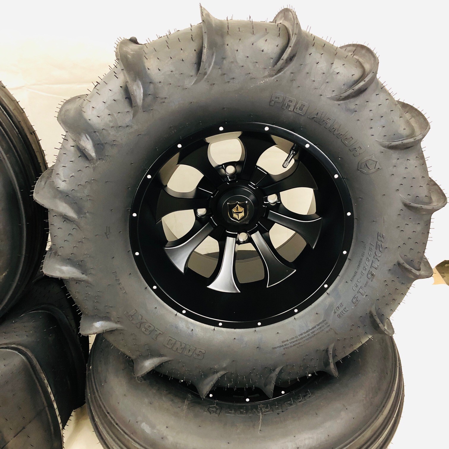Pro Armor Knight 15" Front & Rear Wheels with 32" Sand Paddle TIres ...