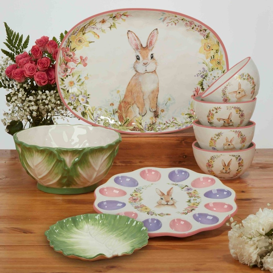 16pc Bunny Rabbit Dinnerware Set Easter Kitchen Dinner Plate Dish Mug ...