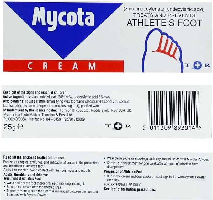 Mycota Athletes Foot Treatment Combi Bundle 1 x Mycota Cream & 1x ...
