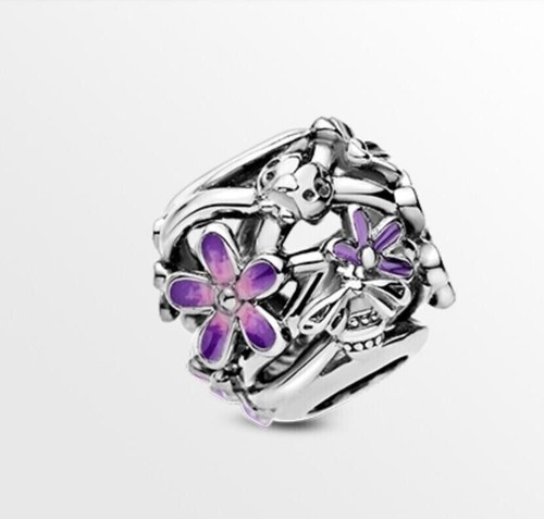 NEW Authentic Pandora Openwork Purple Daisy Charm 798772C02 | eBay