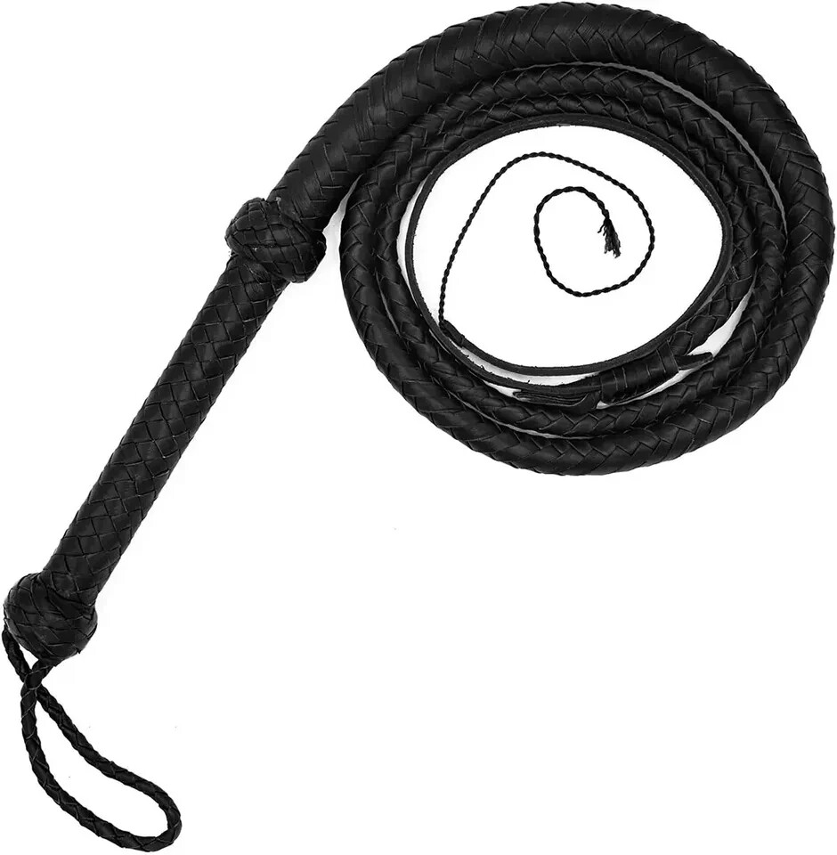Leather BULL WHIP Cowhide 04 to 08 Feet Leather Bullwhip Black Rope ...