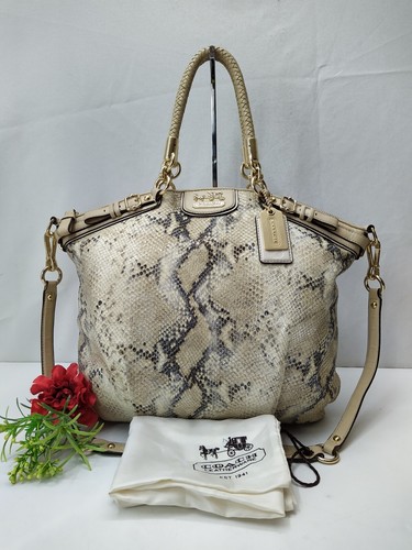 Coach Madison Lindsey Ltd Ed Python Embossed Leather Satchel Shoulder ...