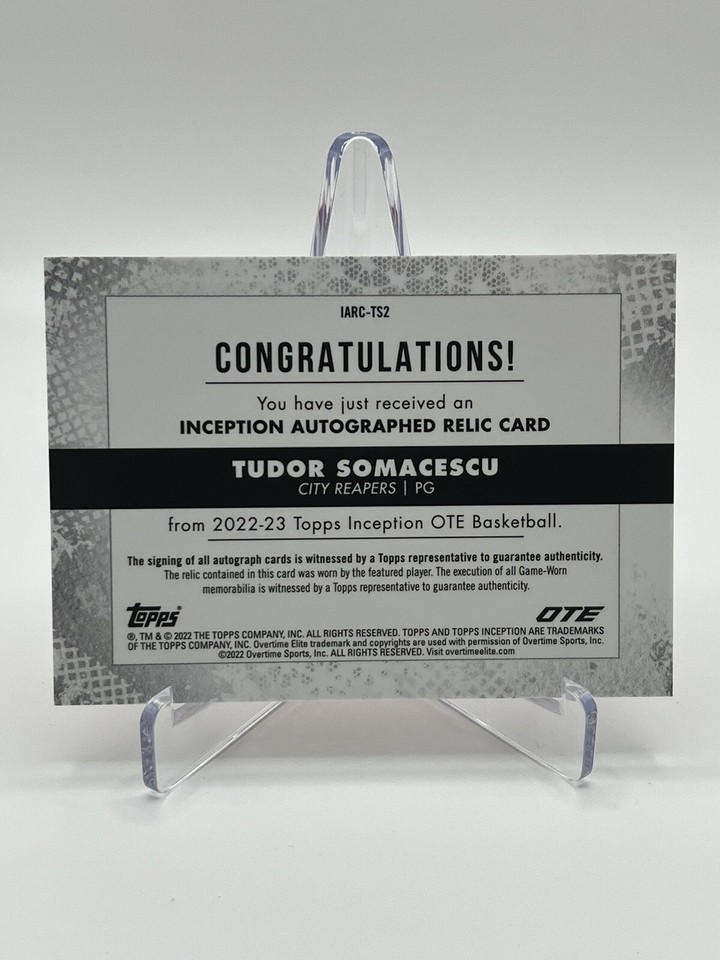 2022-23 TOPPS INCEPTION OVERTIME CARD TUDOR SOMACESCU AUTO RELIC RED ...