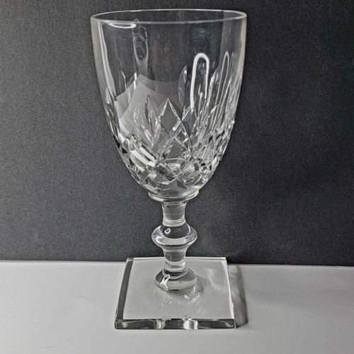 6 Hawkes Cornwall Crystal Glass Water Goblets Square Base Signed 6.75 ...