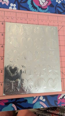 Vintage Hallmark Stickers Foil Silver Heart Shell Butterfly Pineapple ...