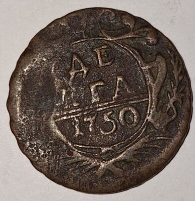 Russia Russian Empire Denga 1/2 kopeck 1750 Copper Coin Elizabeth | eBay