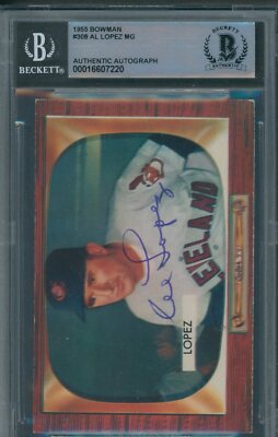 1955 Bowman #308 Al Lopez Beckett Authentic Autograph Signed *7220 | eBay