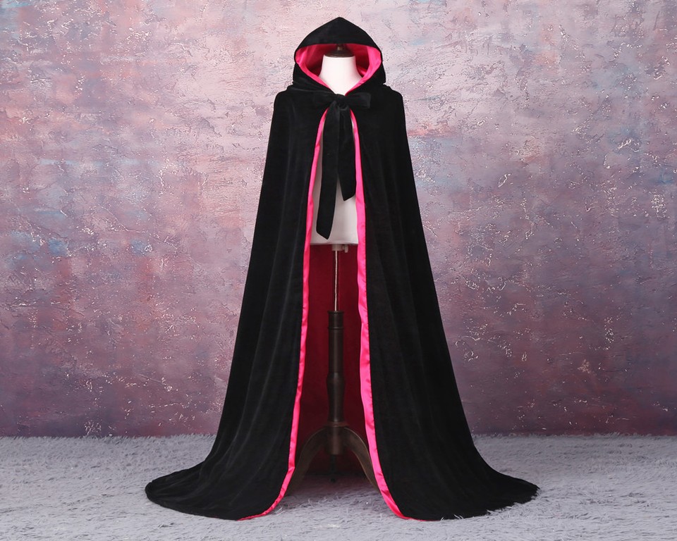 ADULT VELVET HOODED CLOAK KING QUEEN RENAISSANCE MEDIEVAL COSTUME CAPE ...