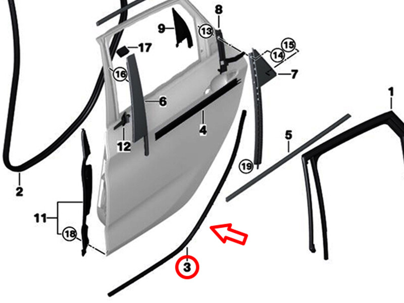 BMW 2' F45 Active Tourer Rear Door Weather Strip Seal (JS) | eBay UK