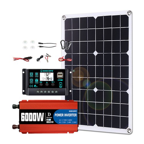 110V 6000W Solar Panel Kit Complete Solar Power Generator 100A Home ...