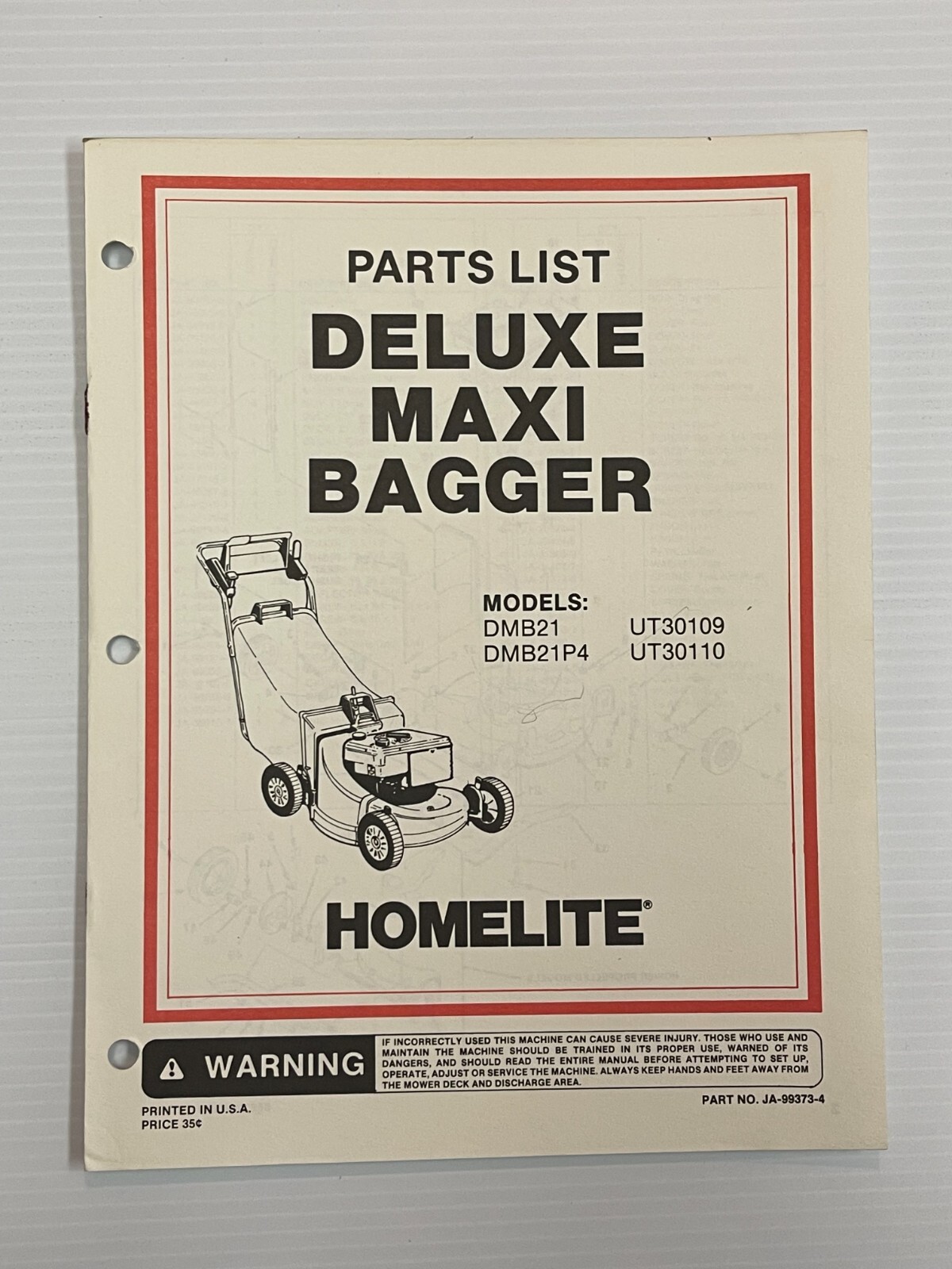 Jacobsen Mower Parts List *Model Deluxe Maxi Bagger* (Parts Manual #JA ...