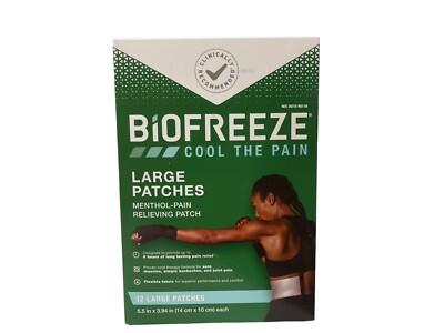 BioFreeze 12 Count Large 5% Menthol Pain Relieving Patches Sore Muscles ...