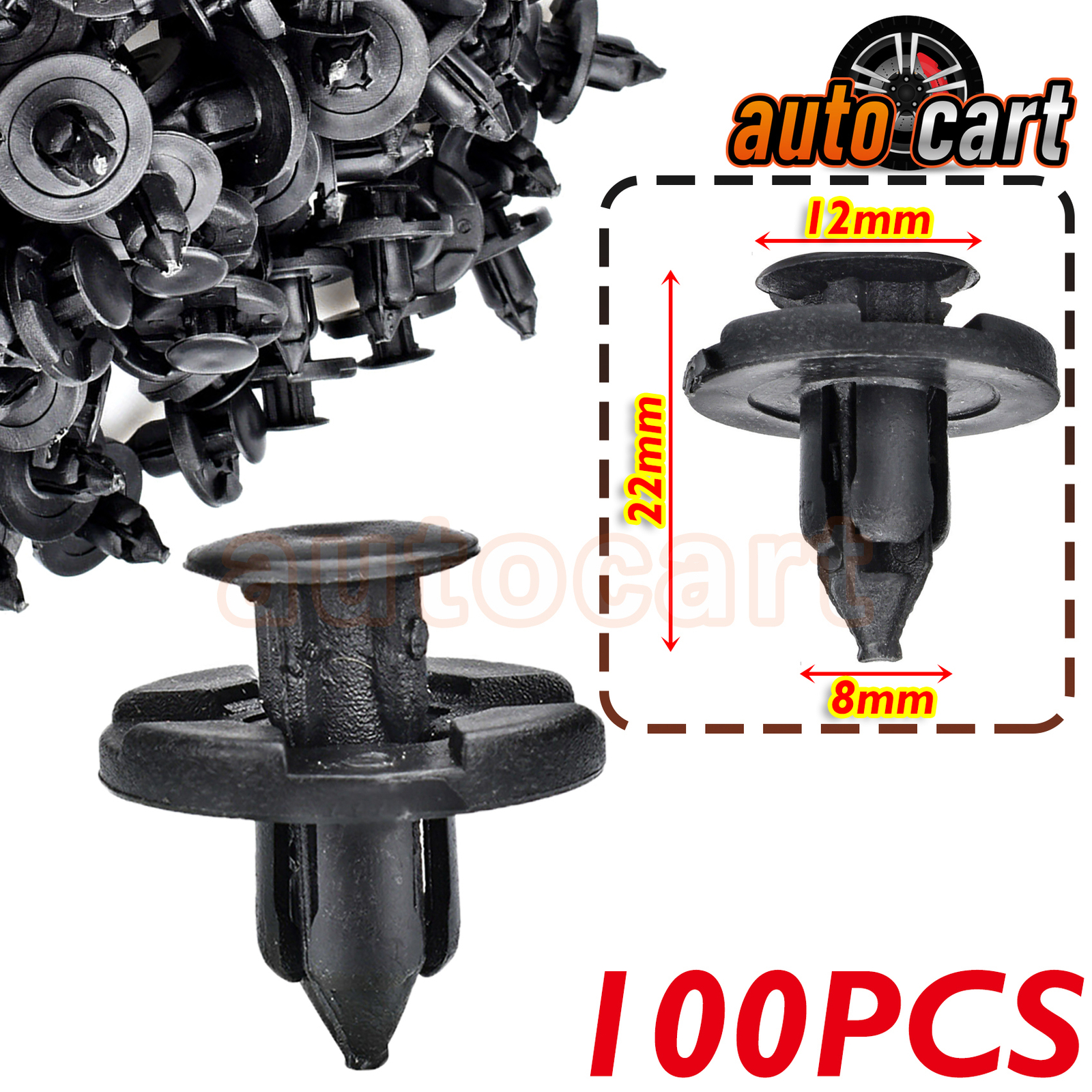 100X 8mm Hole Rivets Fasteners Push Clips for Jeep Cherokee Grand ...