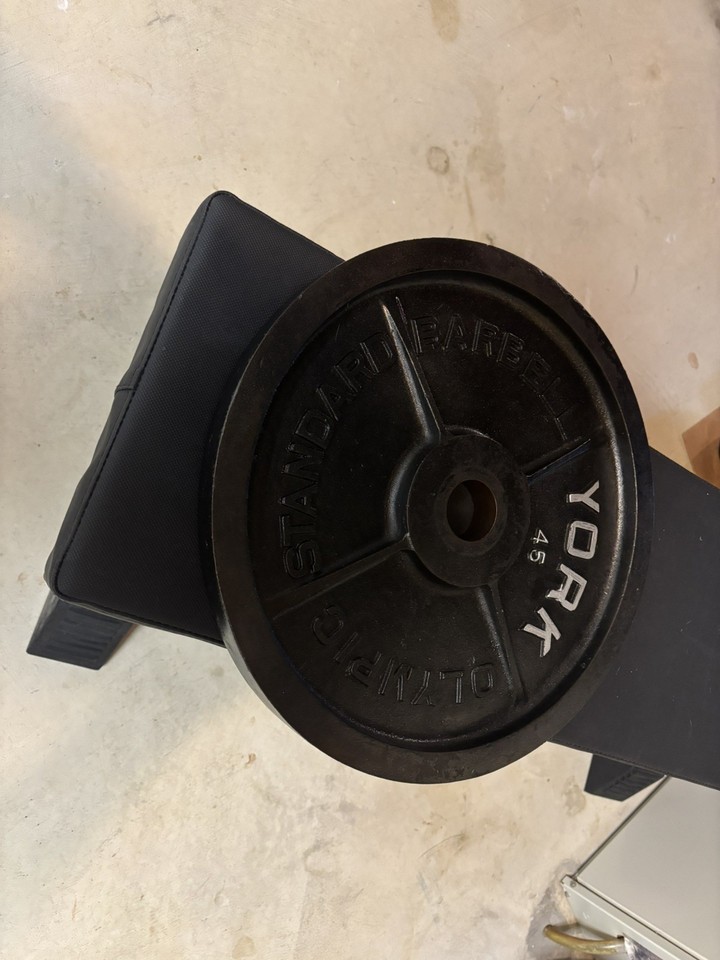 Vintage York Olympic Standard 45 lb Cast Iron Milled Era Weight Plate ...