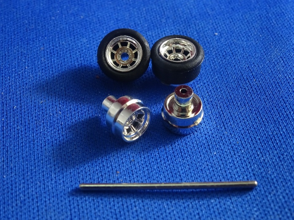 (4)NEW SETS HO ROAD RACE REPLICAS CHROME WHEELS TIRES AXLES FOR aurora ...
