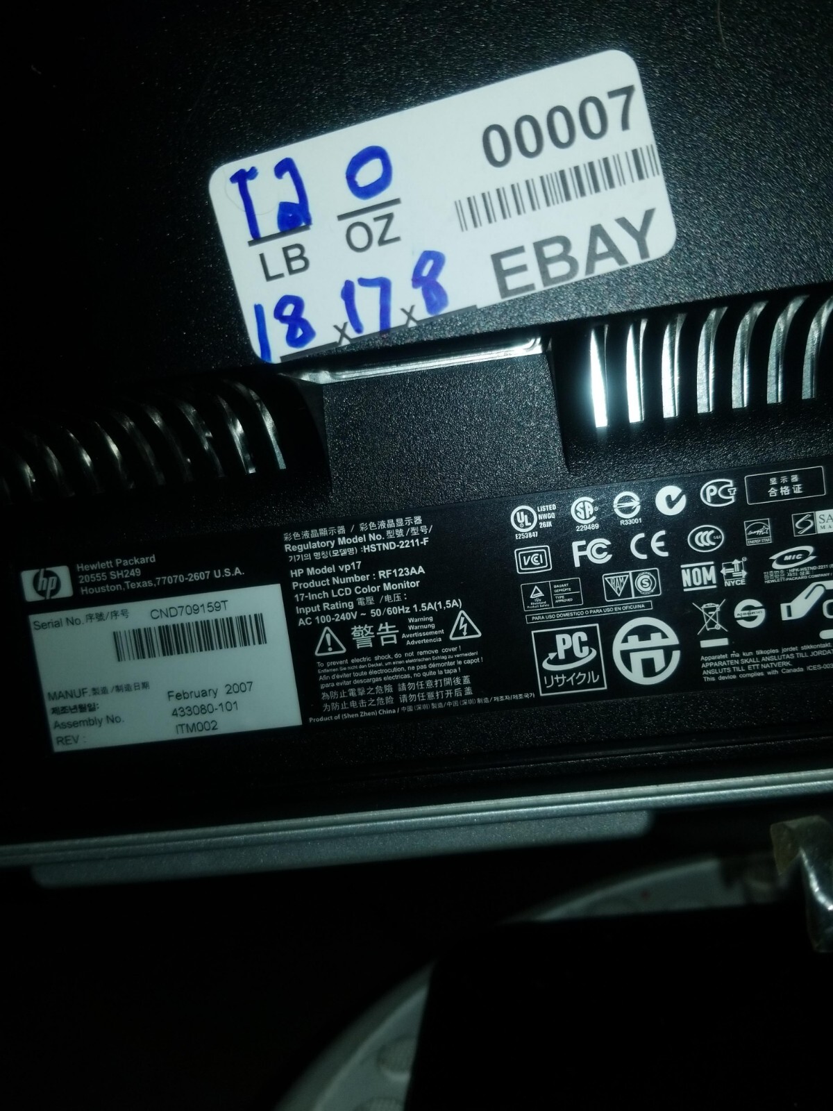 HP VP17 LCD Monitor for sale online | eBay