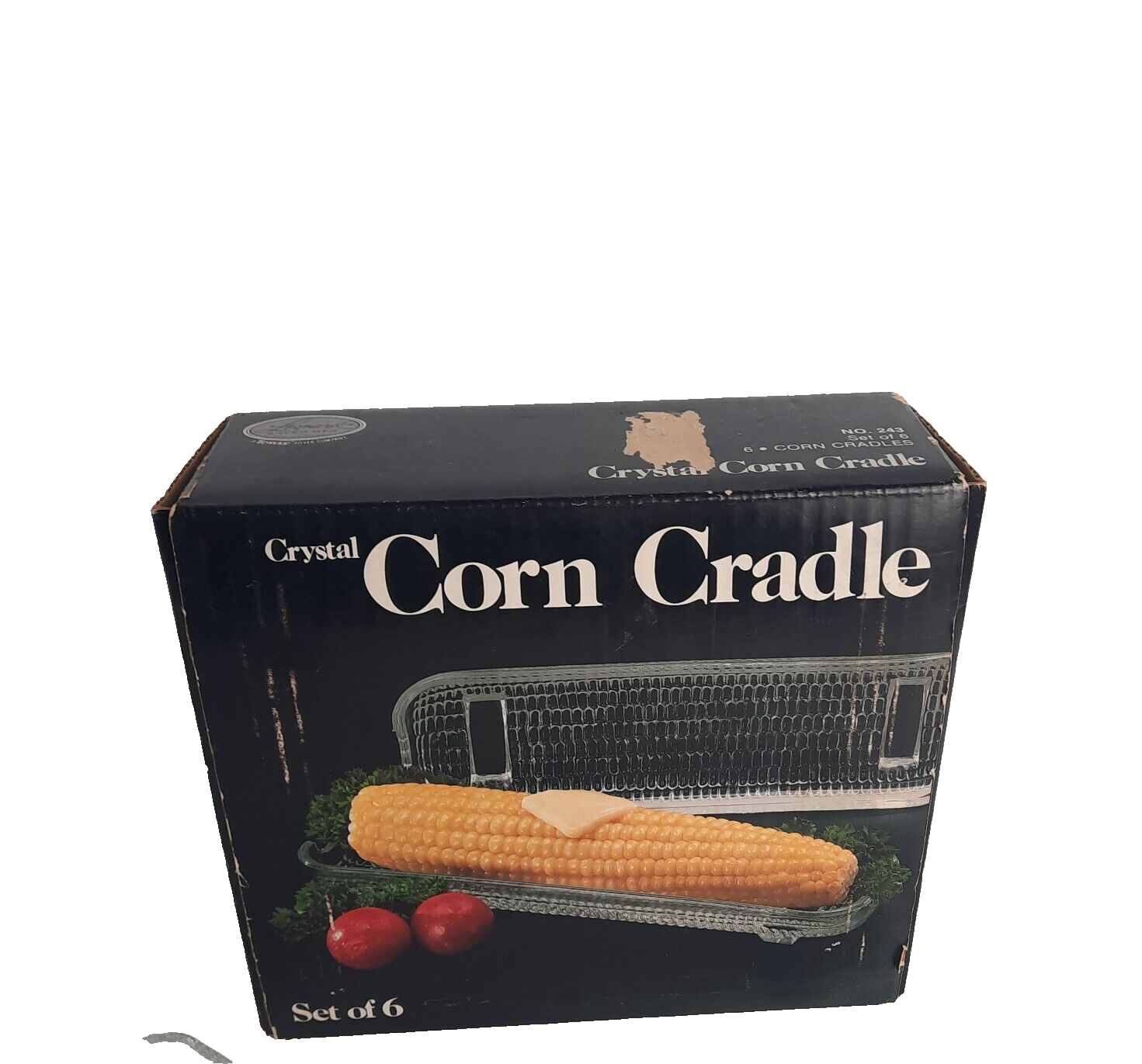 Crystal Glass Corn Cradles Holders Set of 6 Leonard Silver Co. In Box ...