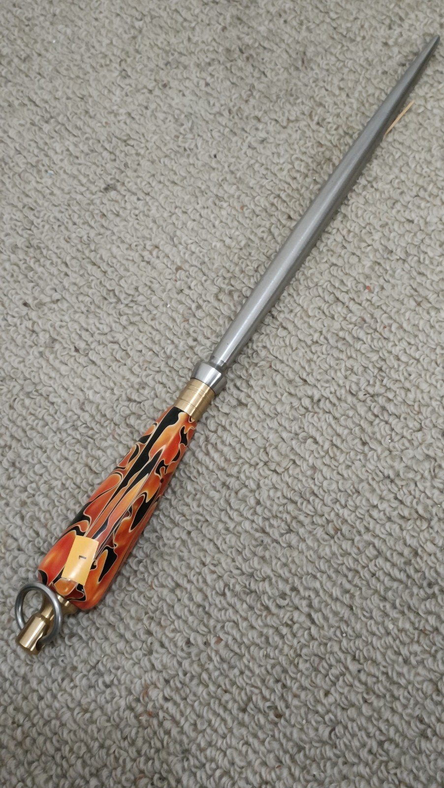 10" Custom made pipe shaped high carbon butchers knife sharpening steel ...