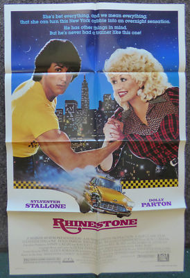 RHINESTONE ORIGINAL FOLDED MOVIE POSTER 1984 DOLLY PARTON SYLVESTER ...