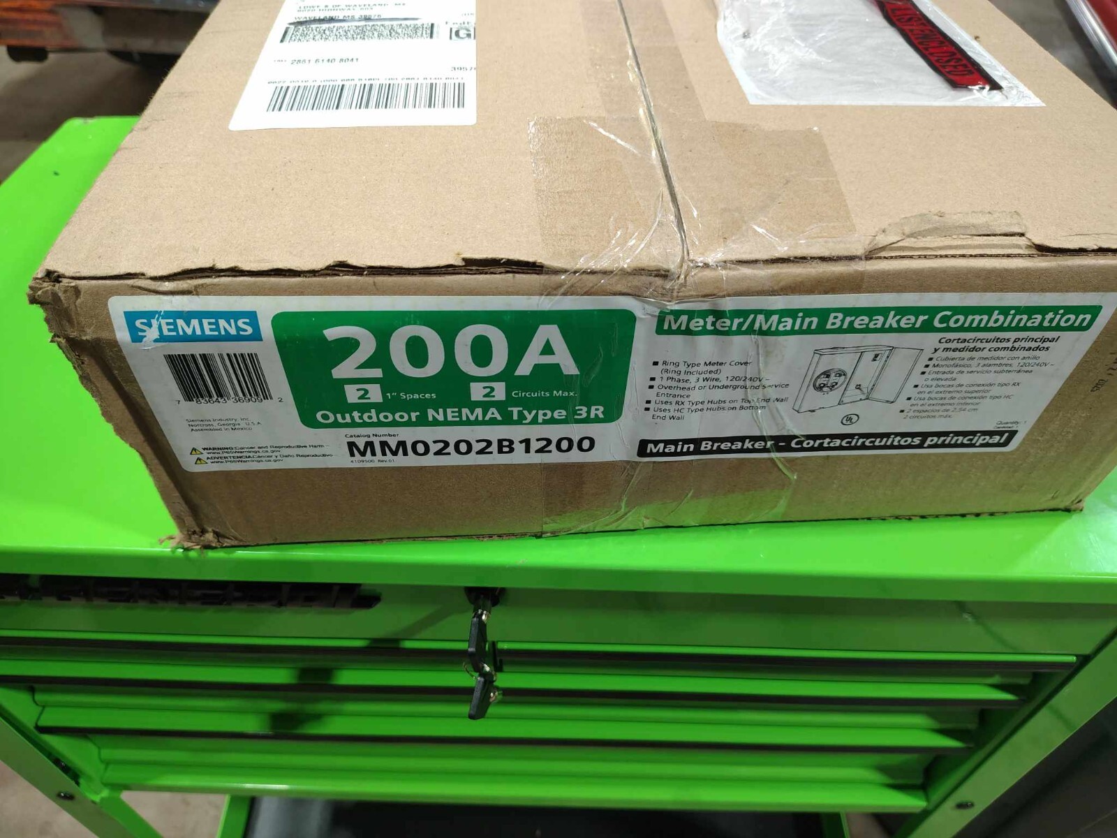 200 Amp Disconnect SIEMENS MM0202B1200 METER MAIN BREAKER COMBINATION 2 ...
