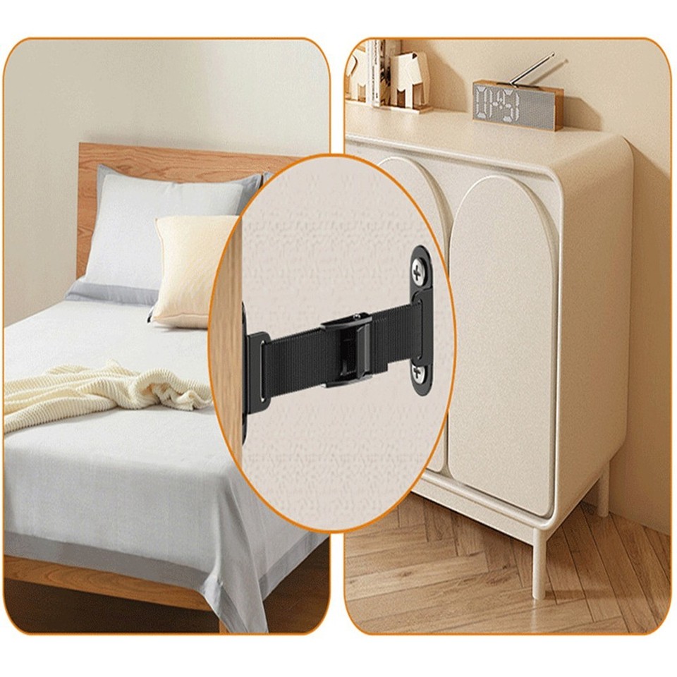 Rubber Stopper * 4 Anti Tip Anchors Nylon Webbing Straps Quick Release ...