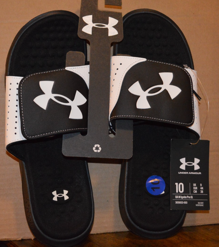 Under Armour Ignite Pro Slides Sandals White Black Mens size 10 | eBay