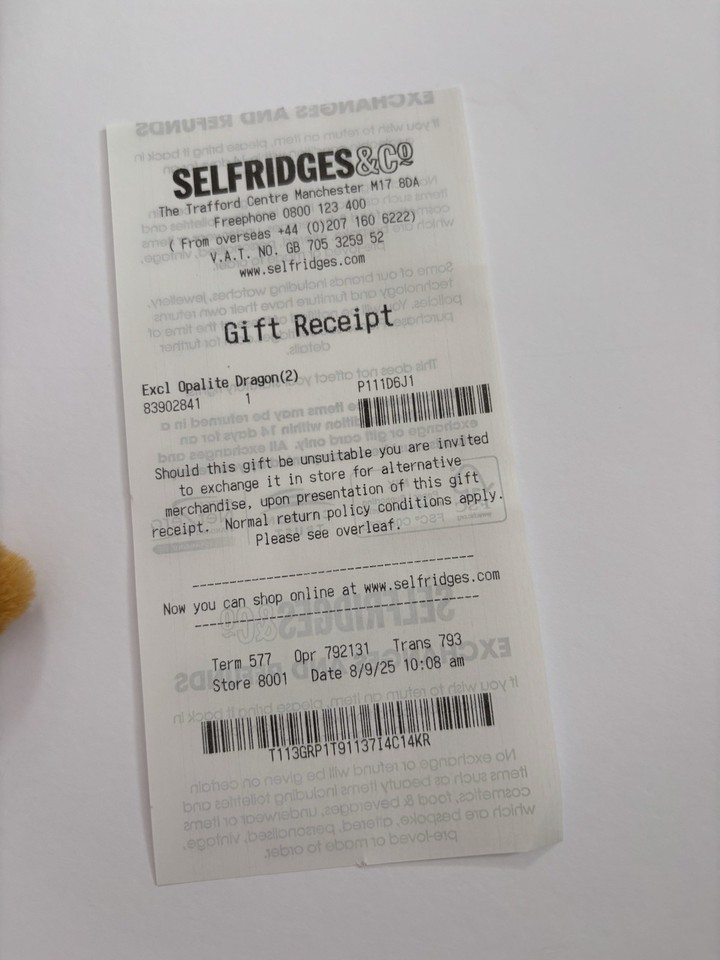 Jellycat Opalite Dragon Selfridges Exclusive BNWT & Receipt Worldwide Shipping | eBay