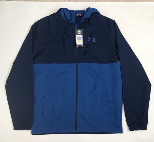 New Under Armour Men Sport Jacket M Navy/royal Blue Lightweight Full ...