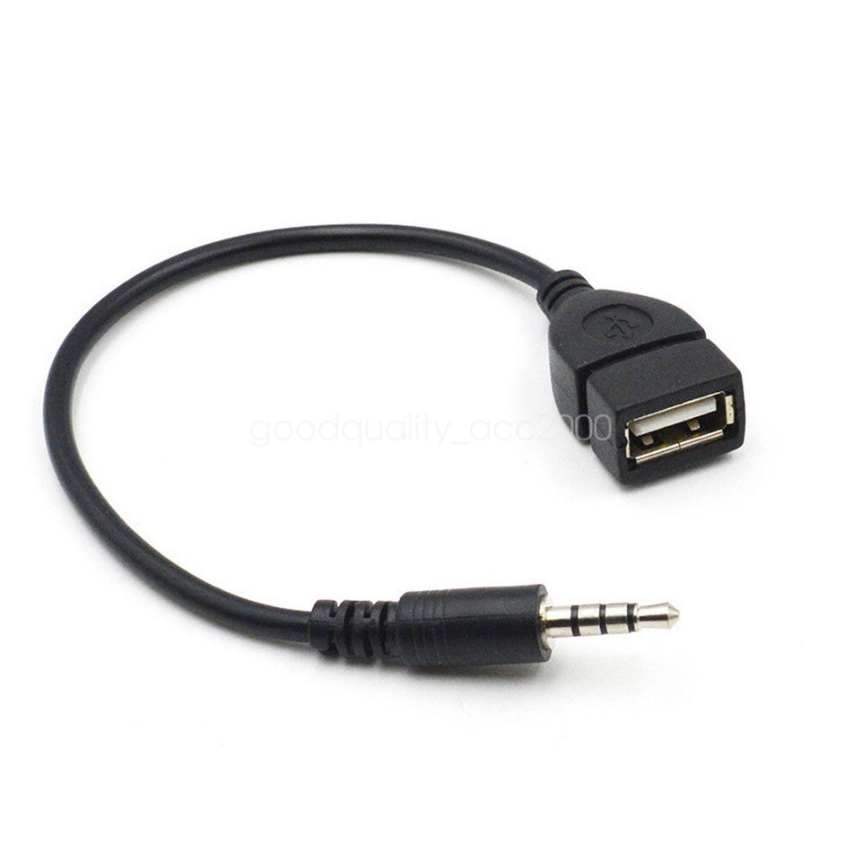Car Player Male Cable Plug AUX Jack 3.5mm Audio to USB 2.0 Female ...