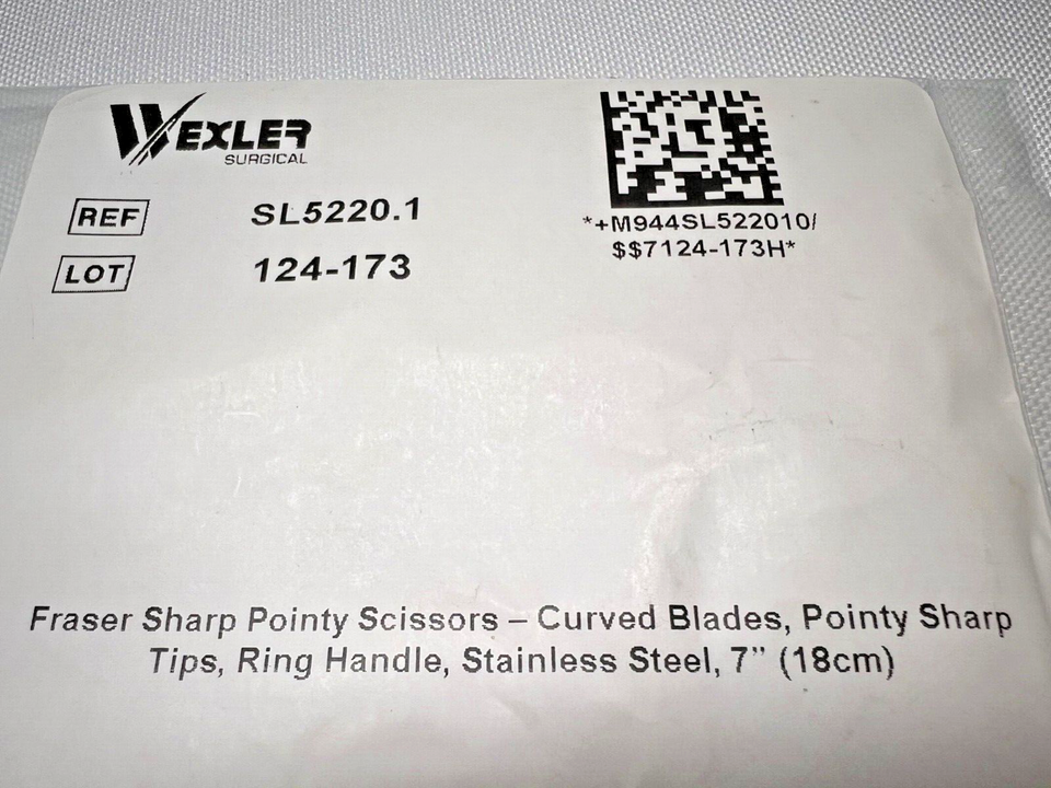 Wexler Surgical SL5220.1 Fraser Sharp Pointy Scissors Curved Blades 7 ...