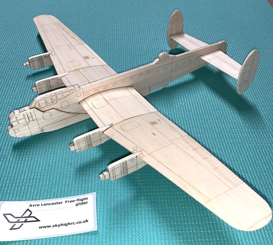 Lancaster bomber Scale free-flight model glider ~ Laser-cut balsa kit ...
