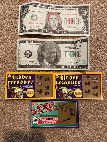 Hillary and Bill Clinton 3 dollar bills and 3 novelty fake lottery ...
